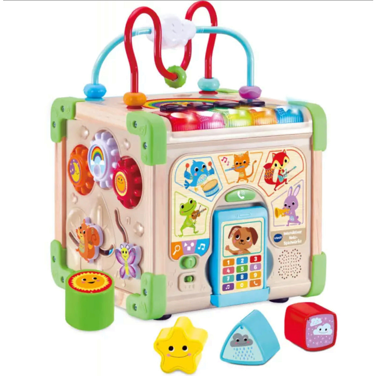Vtech Baby interaktiver Holz-Spielwürfel 3 Modi Musik Lernen Entdecken ...